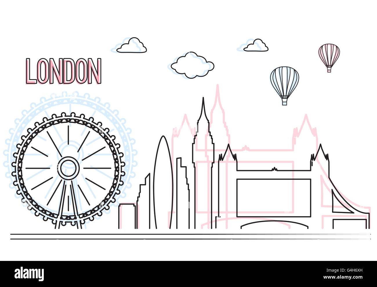 Urban vector city skyline and buildings of London . Cityscape ic Stock ...