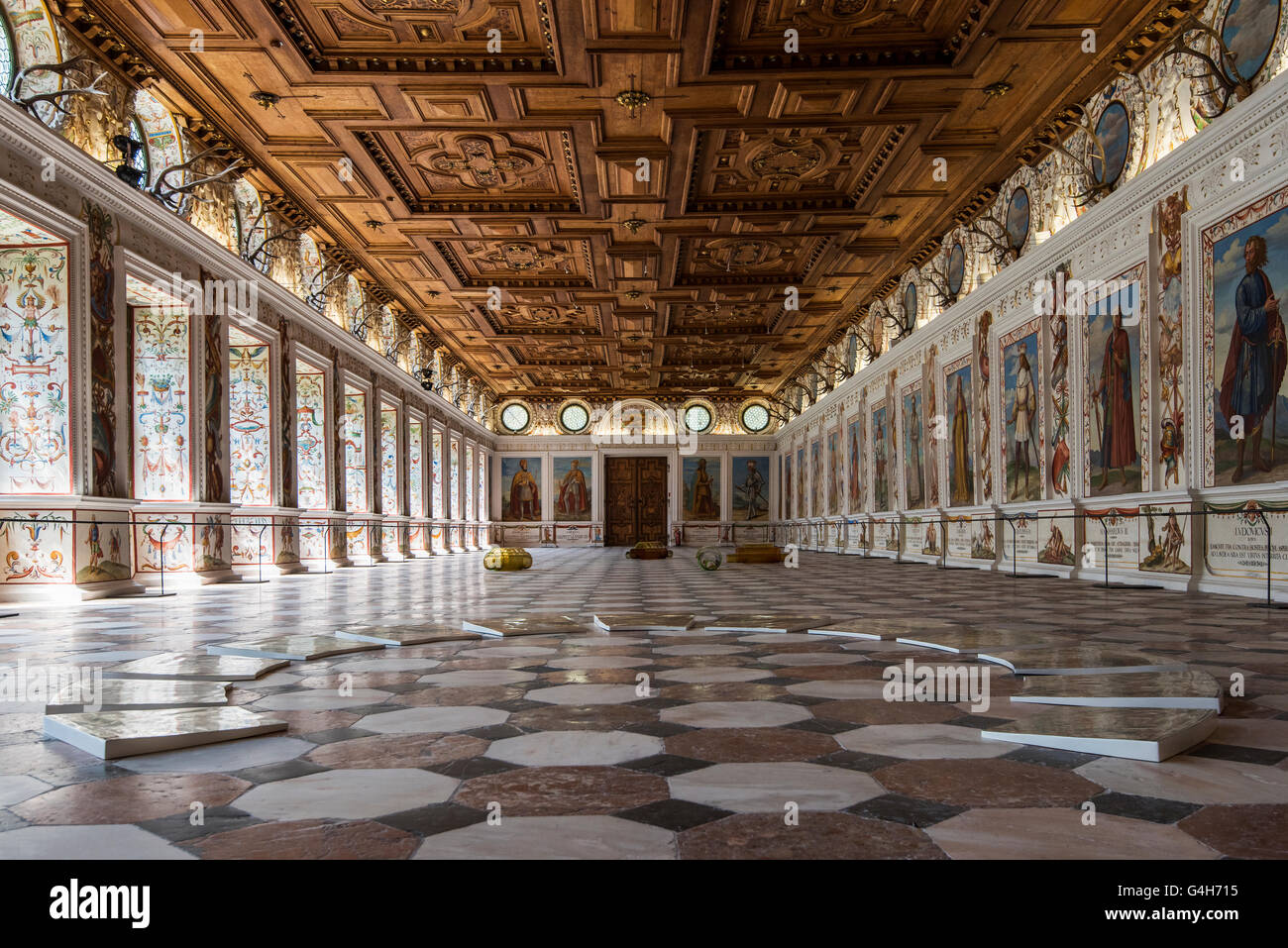 View of the Spanish Hall, Ambras Castle, Innsbruck, Tyrol, Austria ...