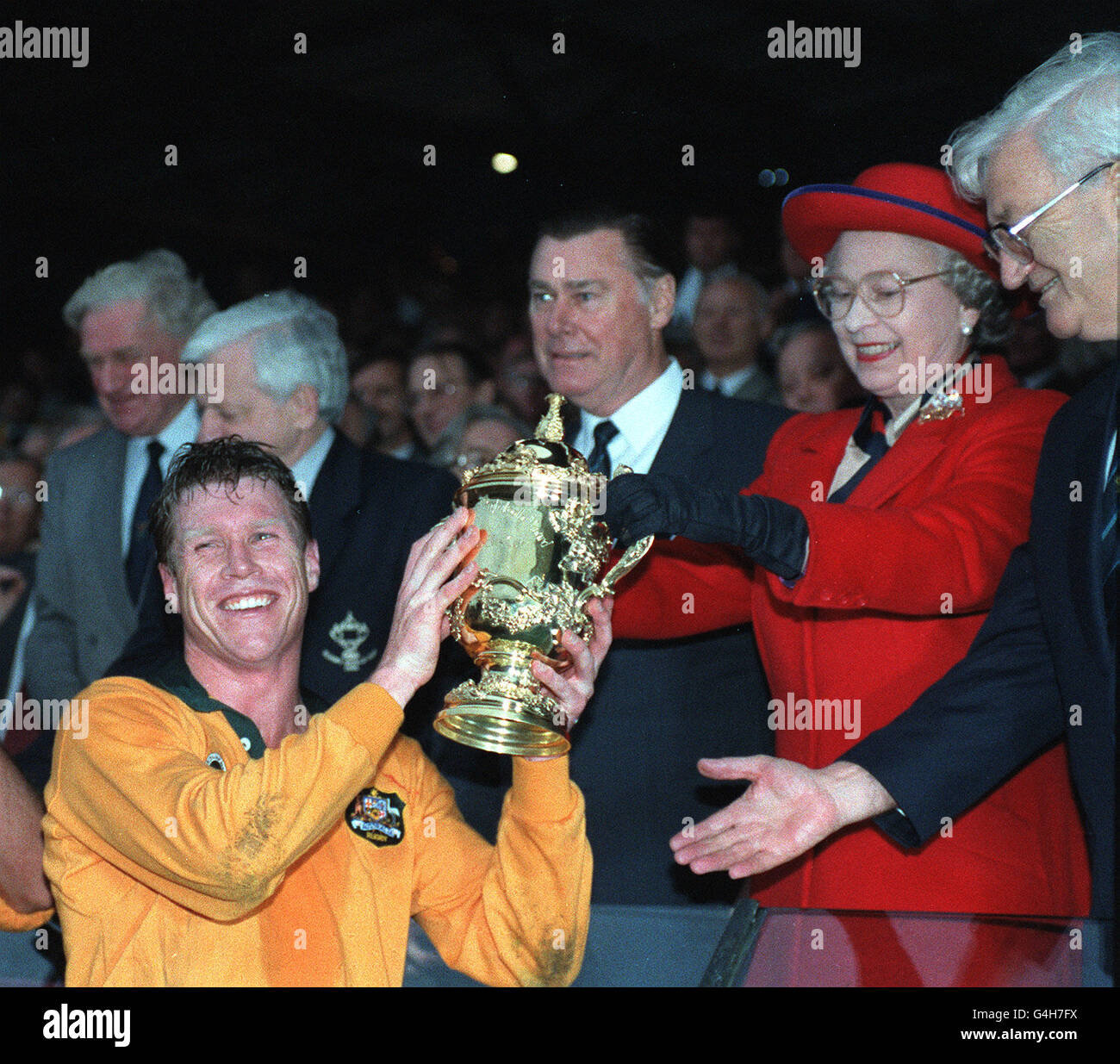 AUSTRALIAN CAPTAIN NICK FARR-JONES SMILES BROADLY AS HE TAKES THE RUBGY ...
