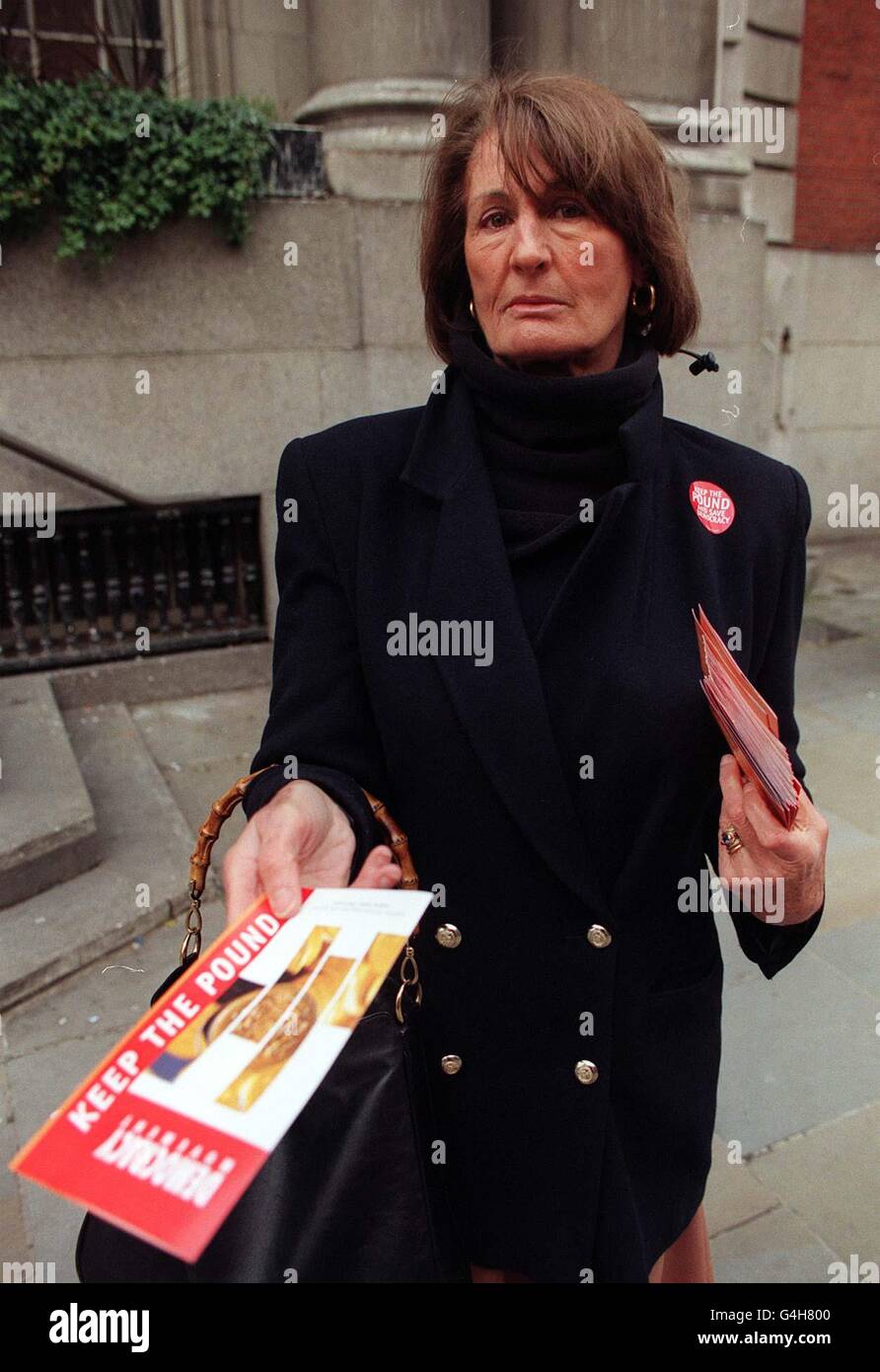 Lady Goldsmith hands out leaflets as she takes part in a street ...