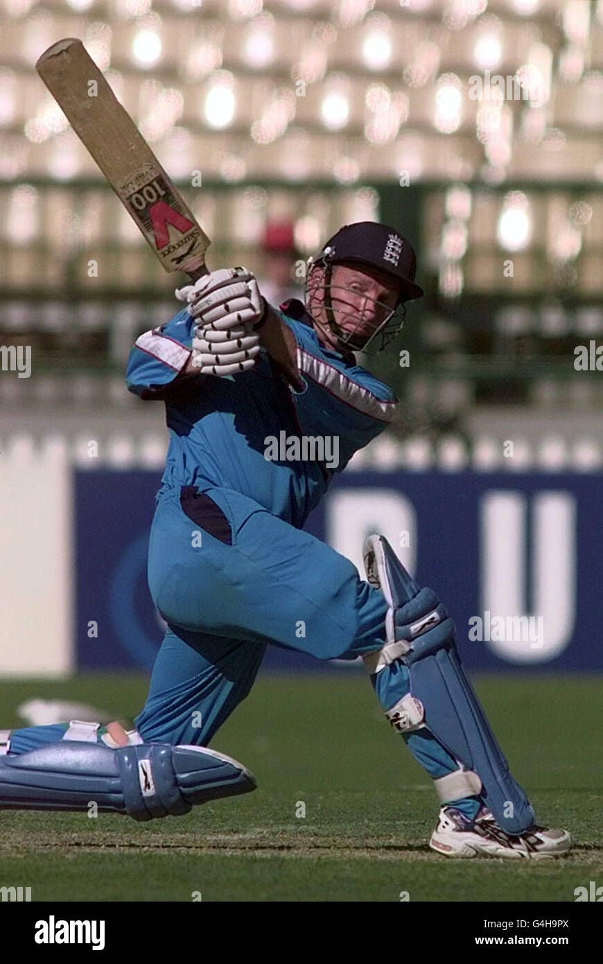 England batsman Neil Fairbrother hits a four off Sri Lankan bowler ...