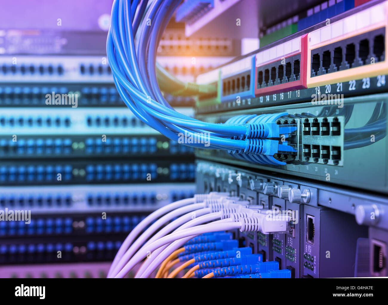 Network panel, switch and cable in data center Stock Photo - Alamy