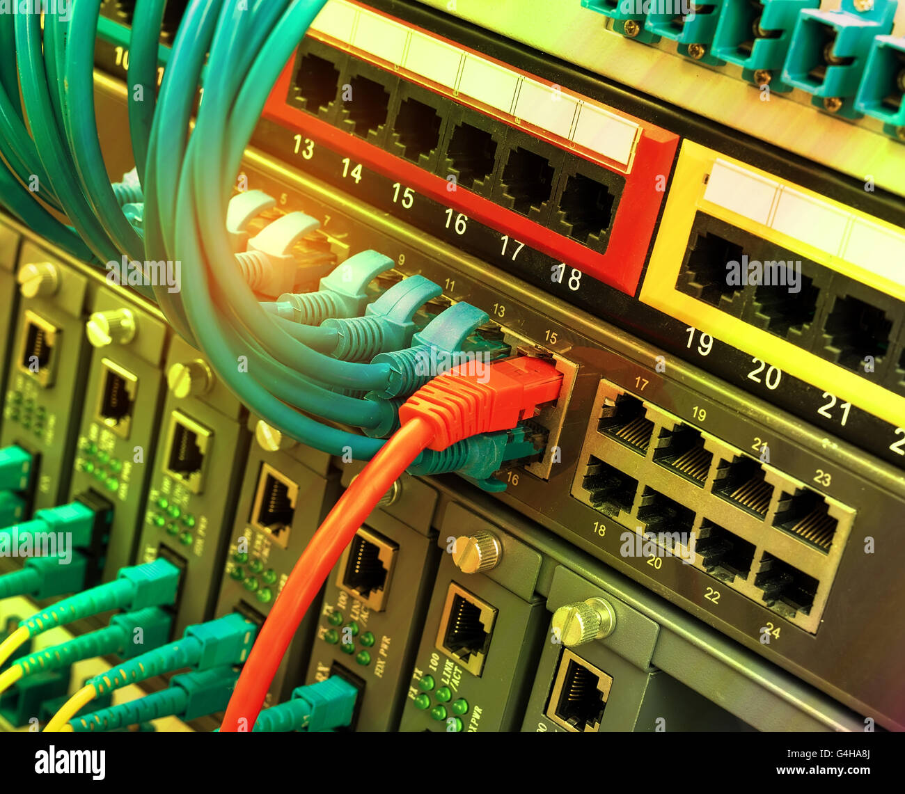 Network panel, switch and cable in data center Stock Photo - Alamy