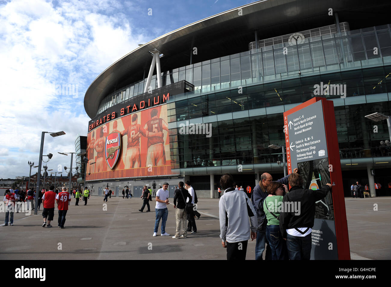A general view of the entrance to the Emirates Stadium, home of Arsenal ...
