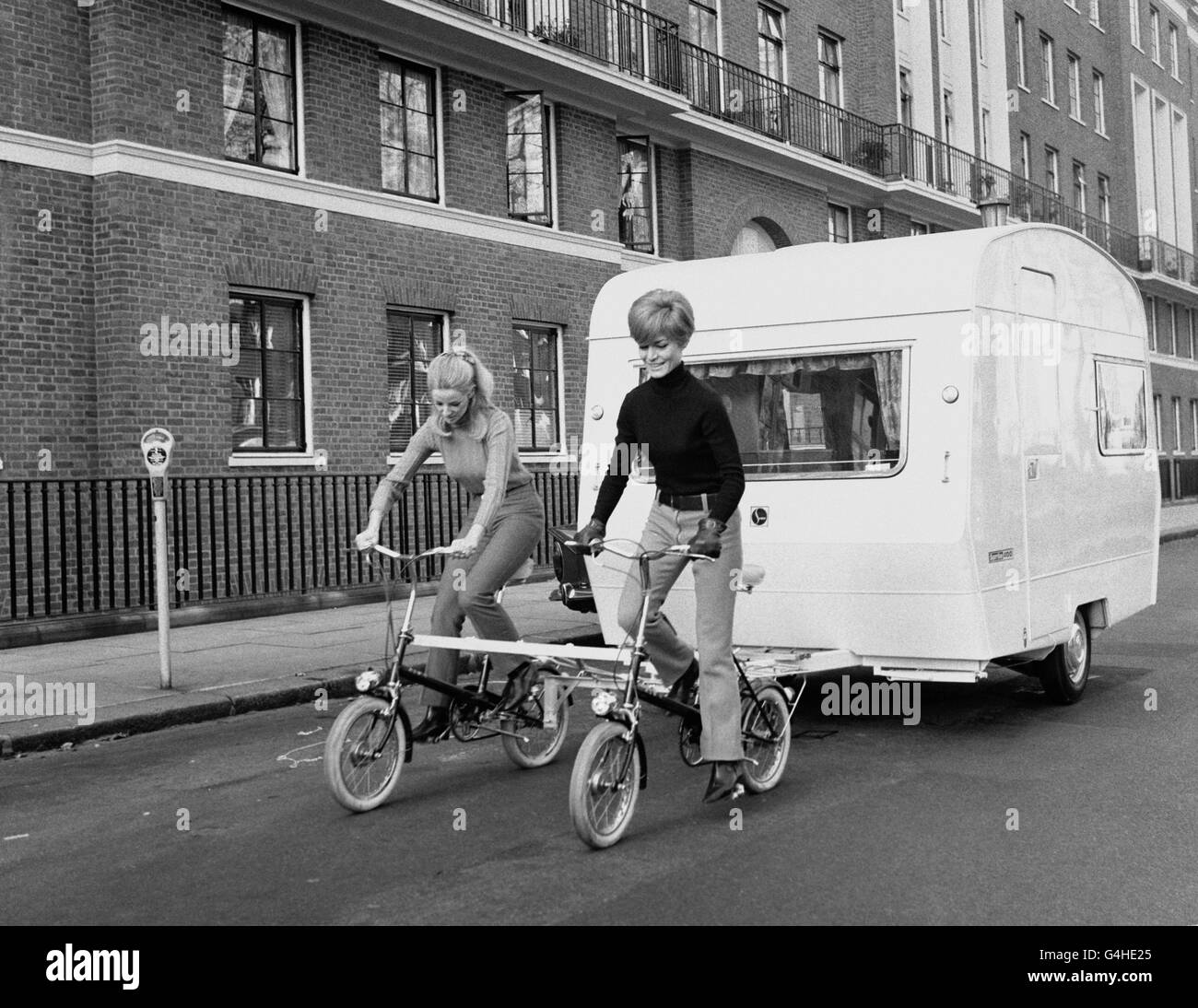 With retro caravan Black and White Stock Photos & Images - Alamy