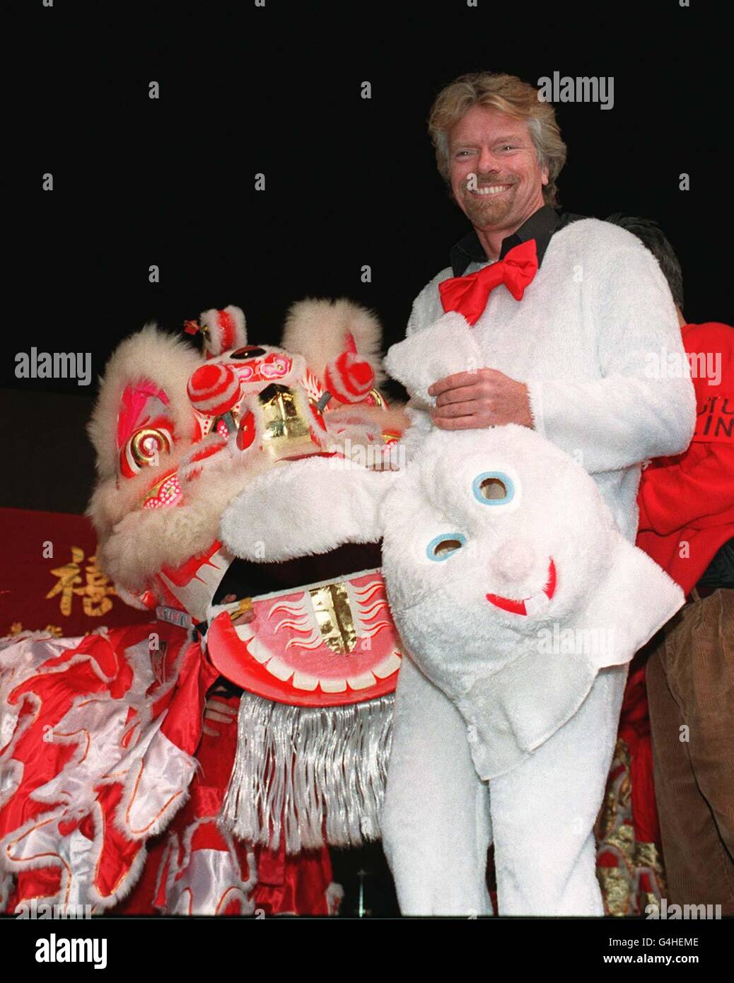 Virgin boss Richard Branson dressed as a rabbit to celebrate the start ...