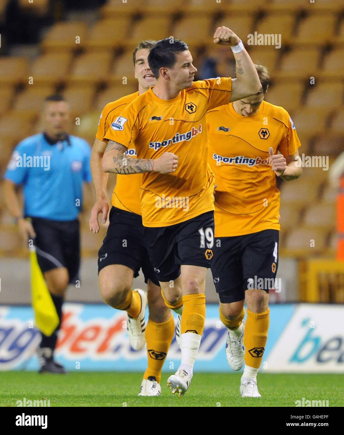 Wolverhampton Wanderers' Adam Hamill celebrates after scoring his sides ...