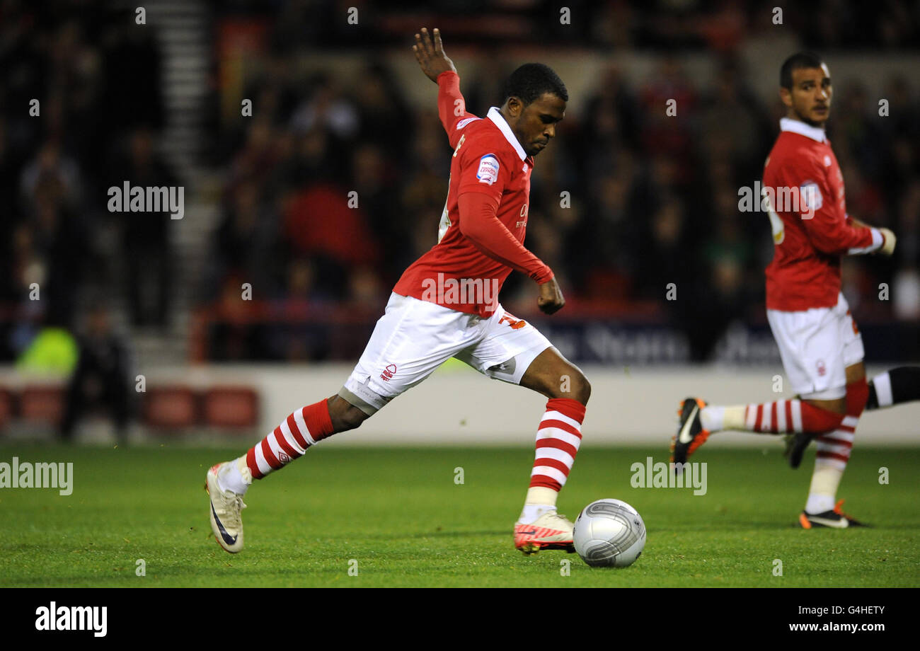Nottingham Forest's Robbie Findley scores his side's equalising goal ...