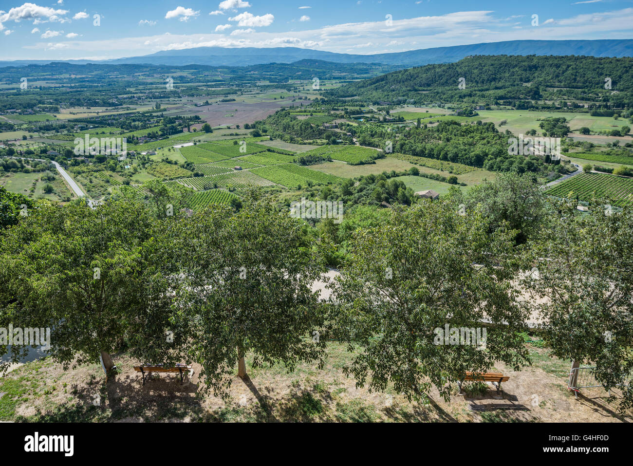 Panoramic view of cultivated and green landscape of Provence, France ...