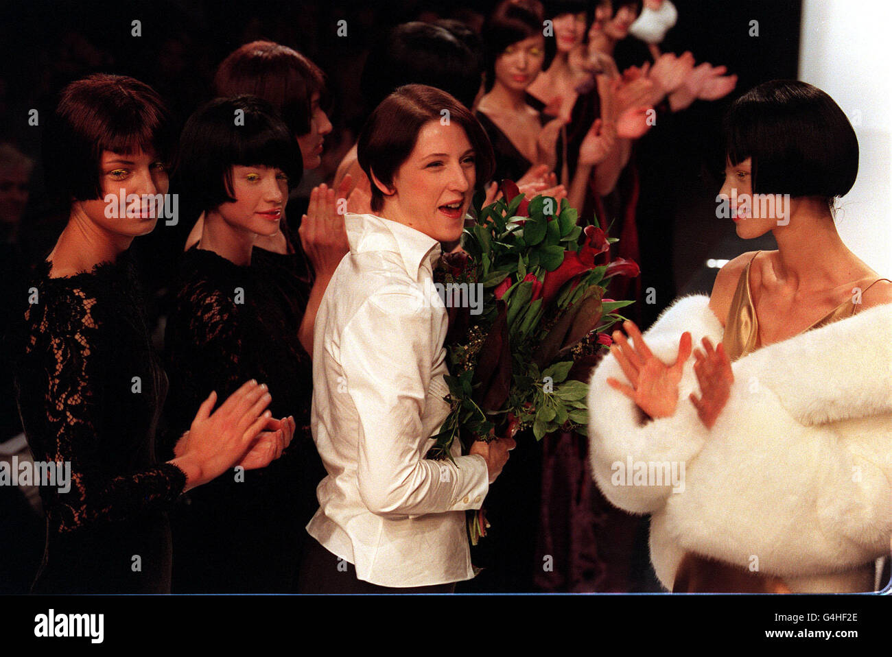 Fashion designer Maria Grachvogel acknowledges the applause at the end ...