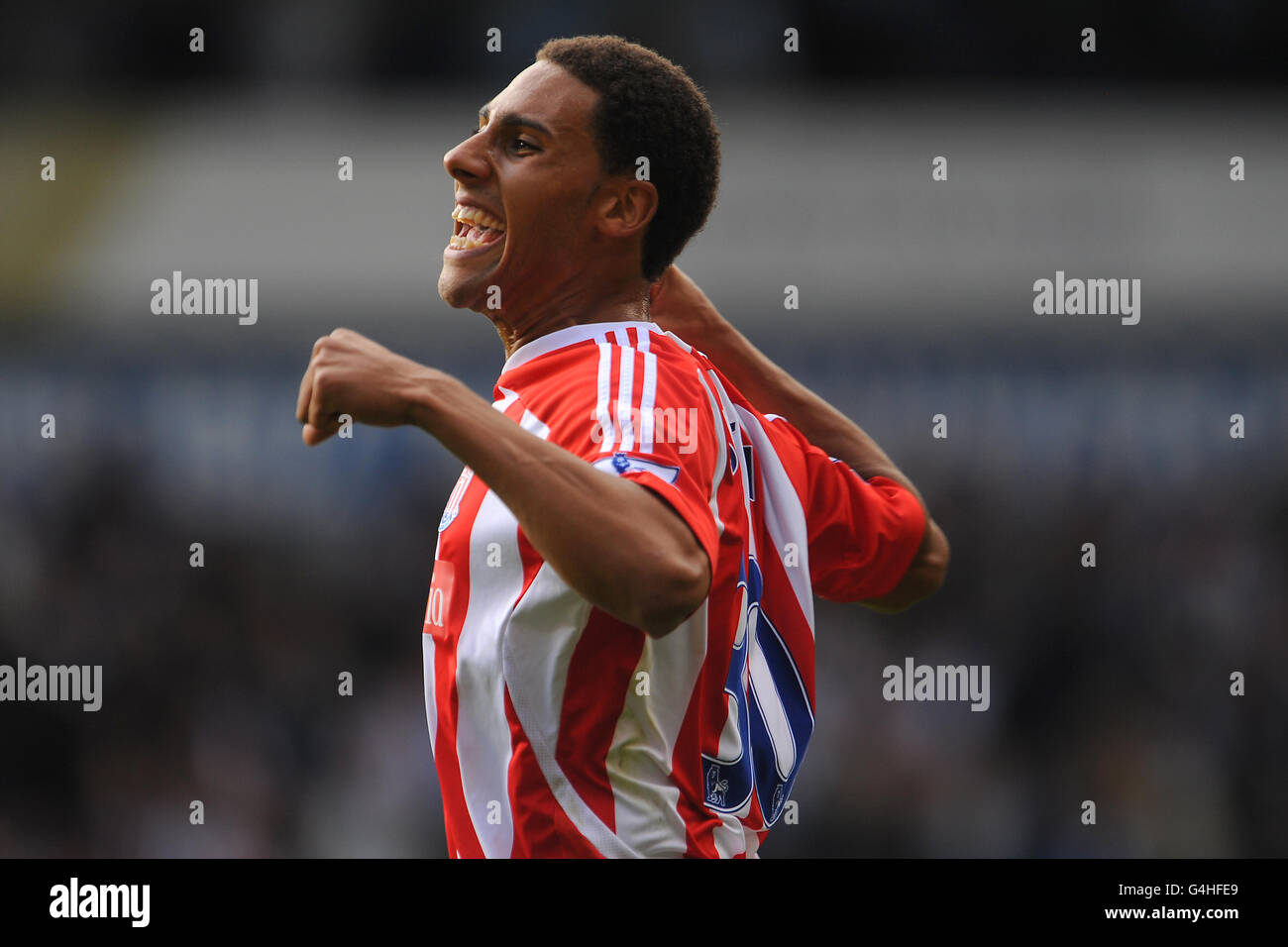 Stoke City's Ryan Shotton celebrates at the end of the game Stock Photo ...