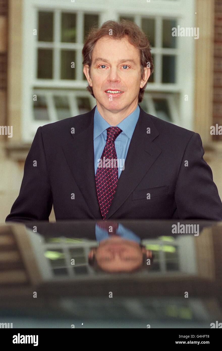 Prime Minister Tony Blair after his visit to Chiswick Community School ...