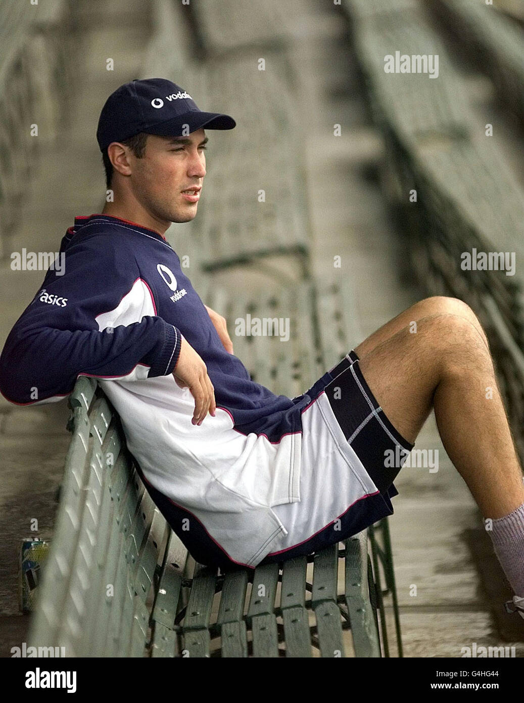 England cricketer Ben Hollioake sits in the stands at the Melbourne ...