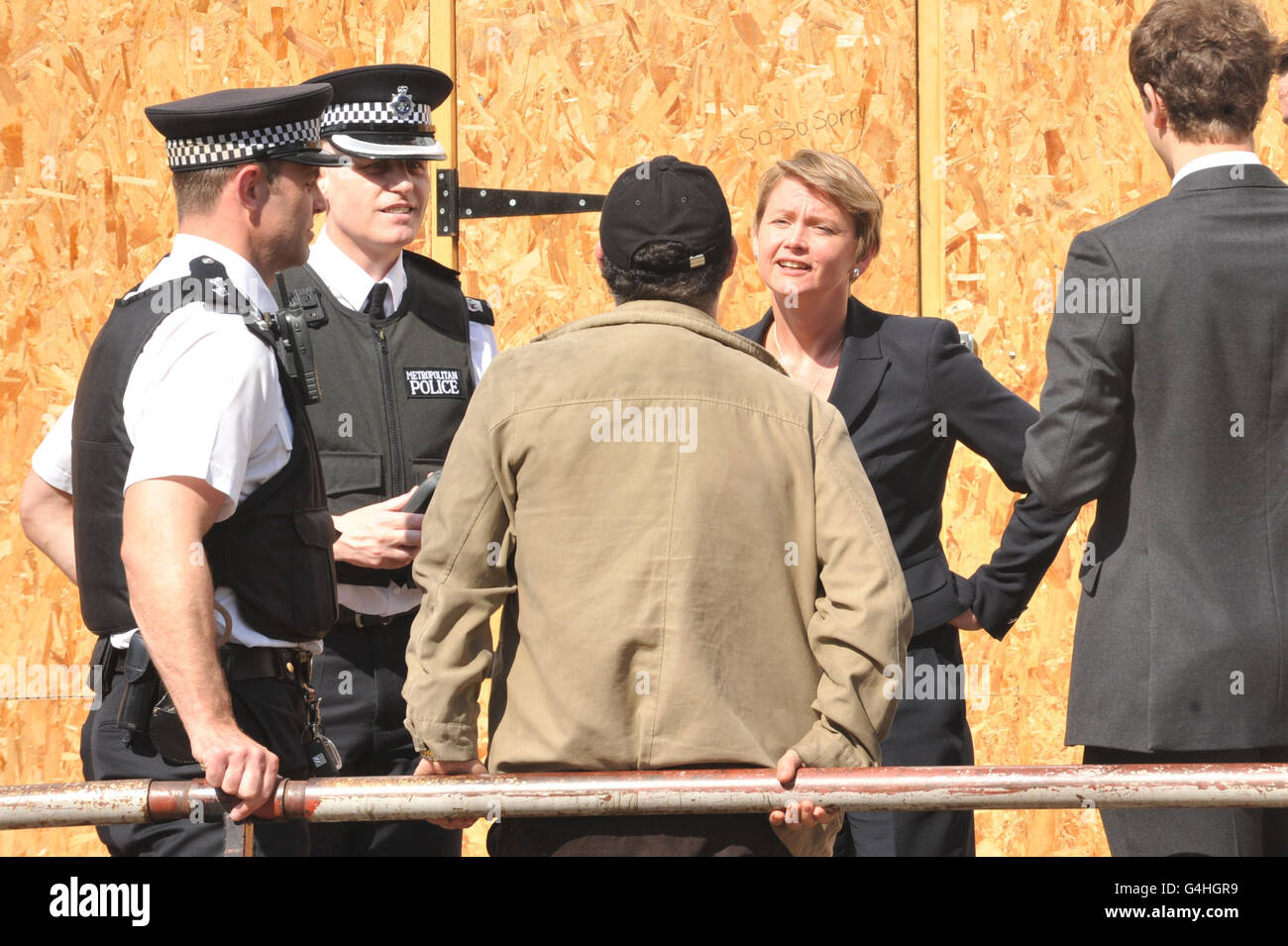 Shadow home secretary Yvette Cooper meets locals as she is shown around ...