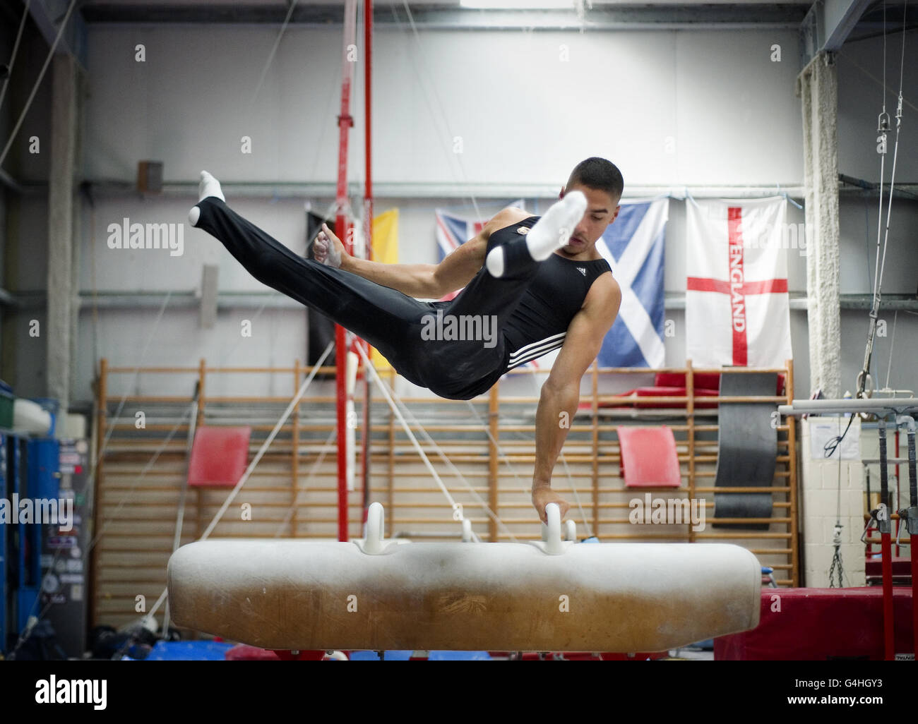 British Gymnast Louis Smith during a practice session at Huntingdon ...