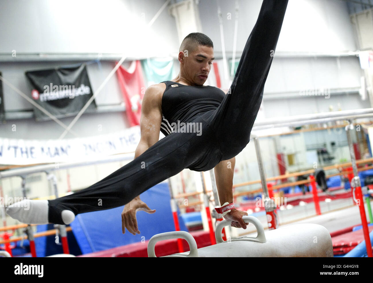 British Gymnast Louis Smith during a practice session at Huntingdon ...