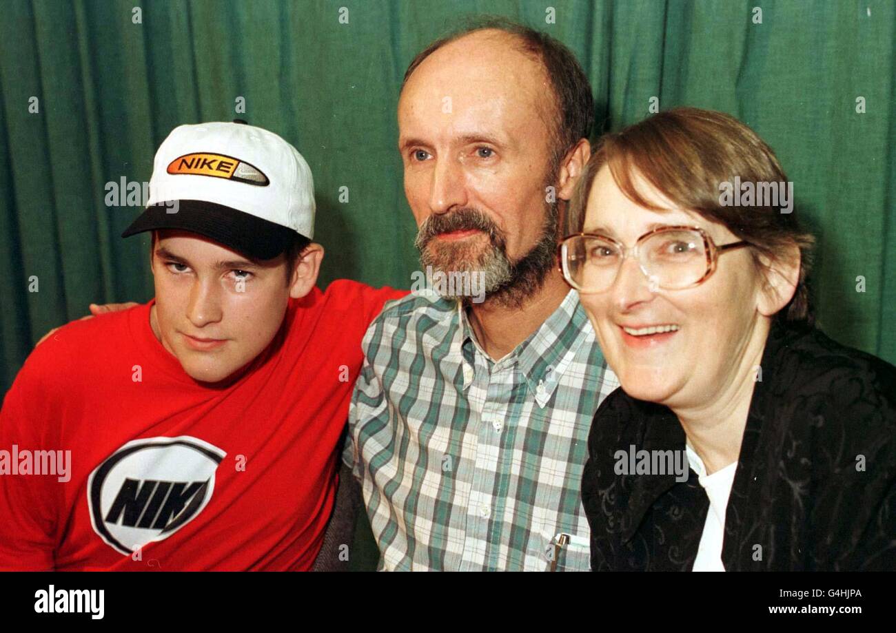 Library file, dated 5/5/98. David Mitchell and his family, son Ben and ...