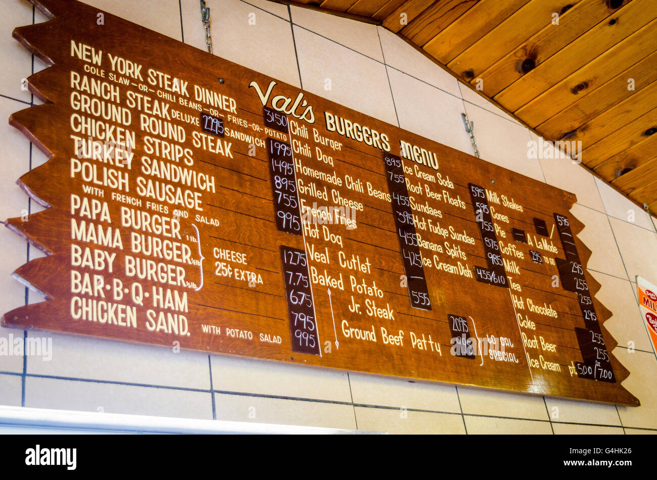 The Menu Board At Val's Burgers in Hayward California where they serve ...