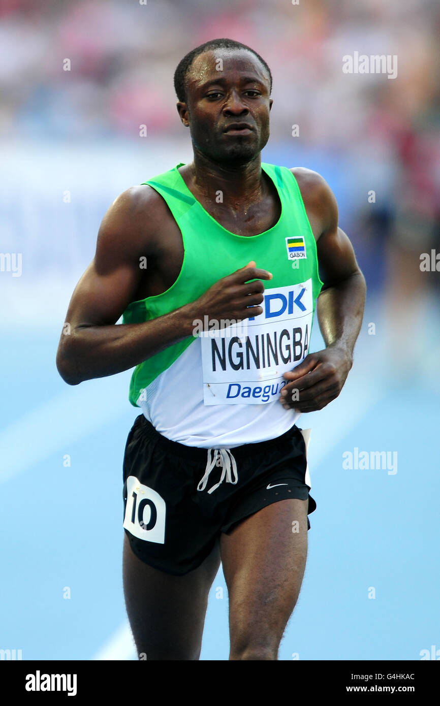 Gabons christian ngningba during the mens 5000m heats hi-res stock ...