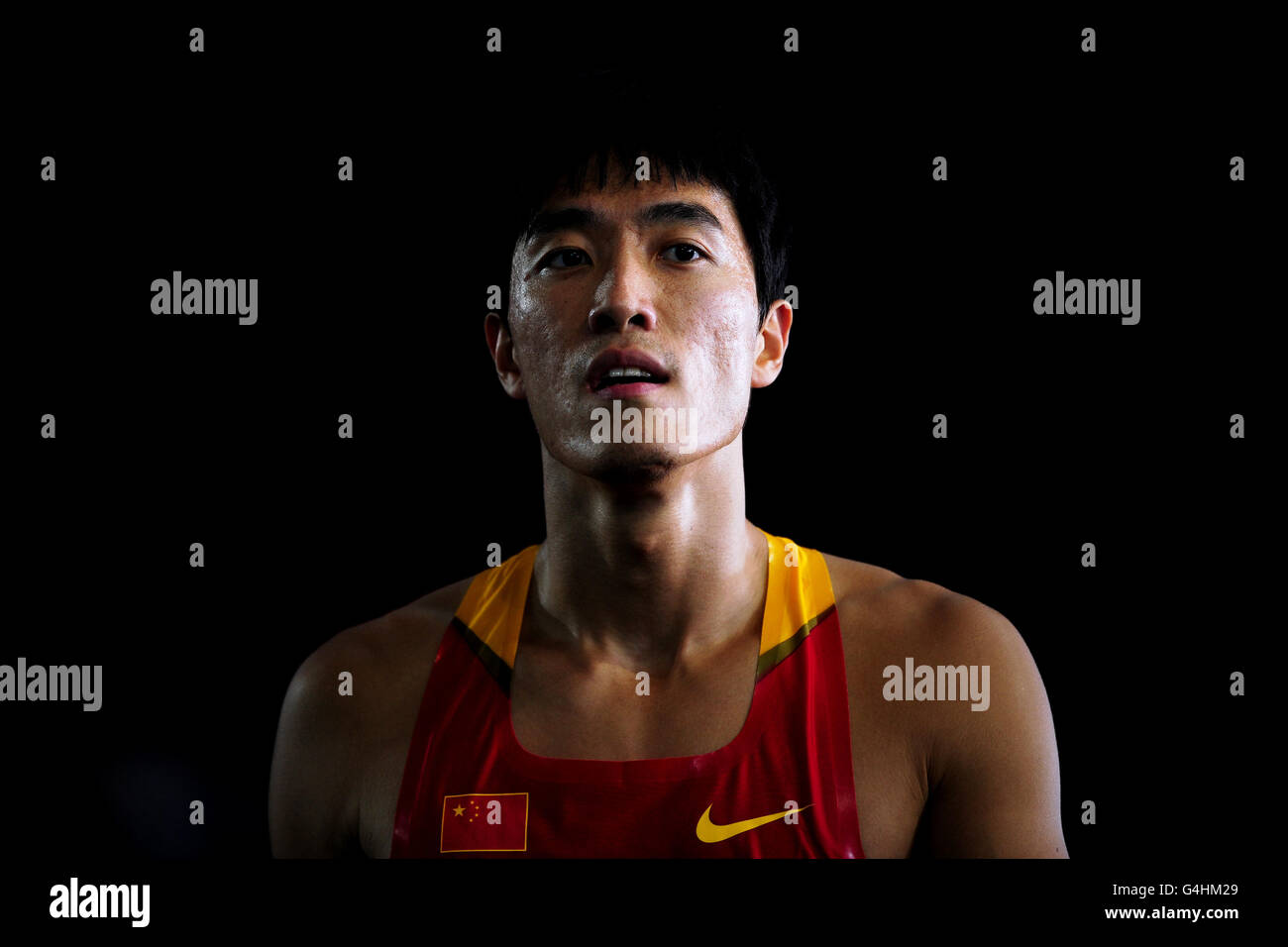 China's Liu Xiang after the first Men's 110m Hurdle Semi-Final Stock ...