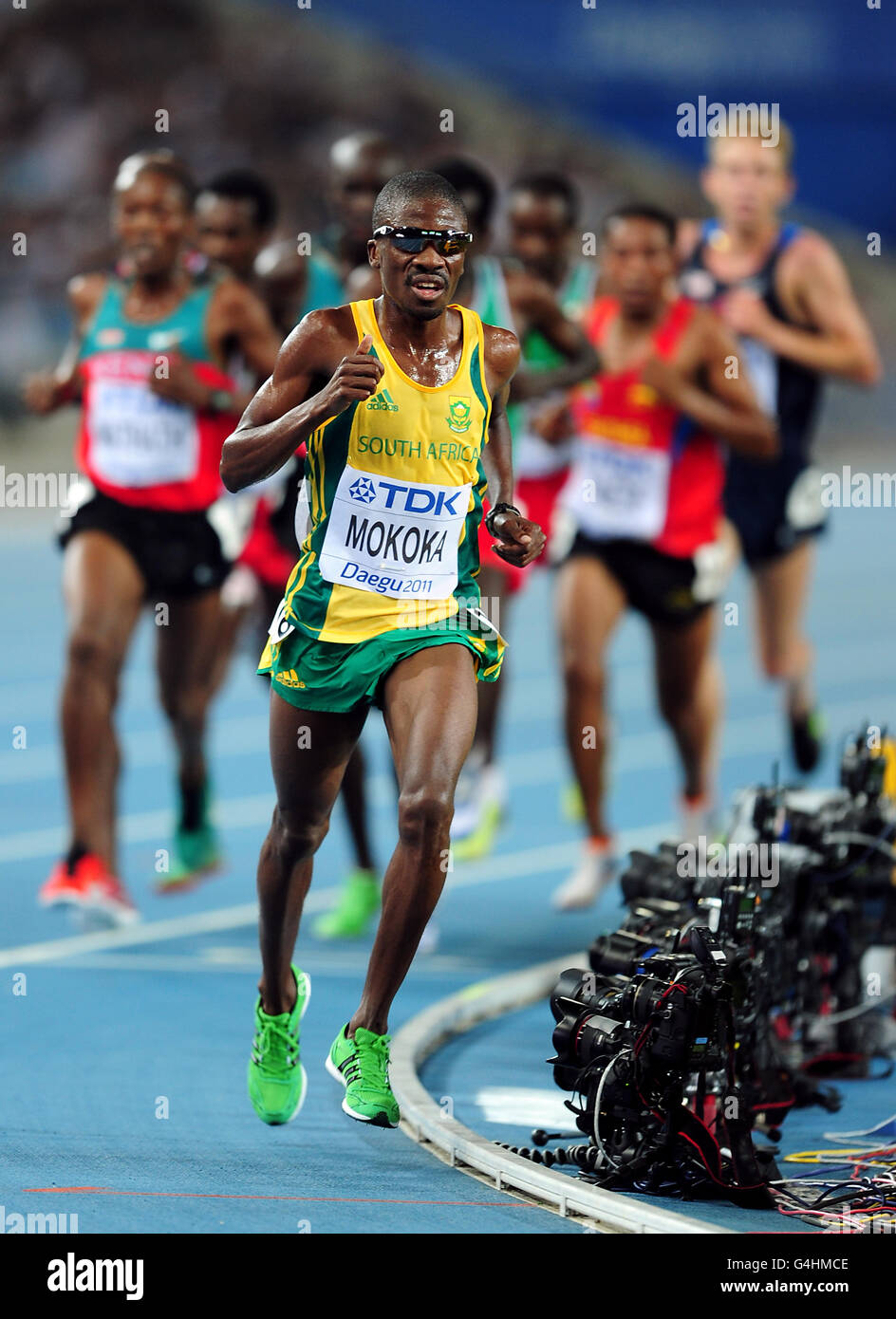 South Africa's Stephen Mokoka in action during the Men's 10,000m Final ...