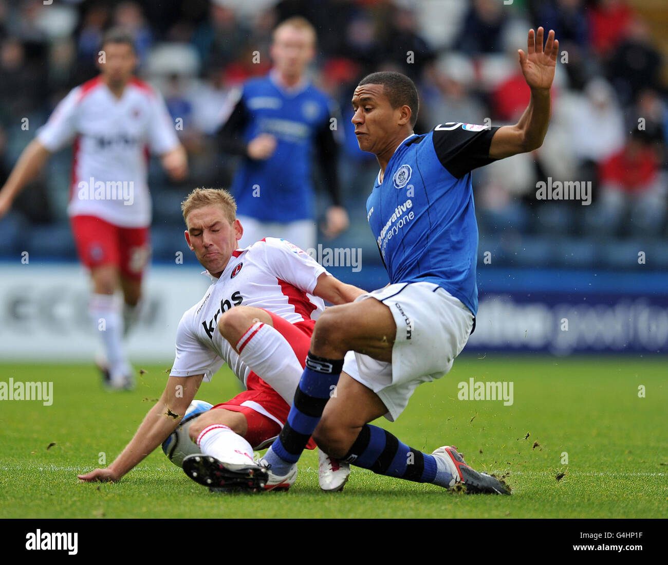 Soccer rochdale full length tackling mangsm datacoapplies hi-res stock ...