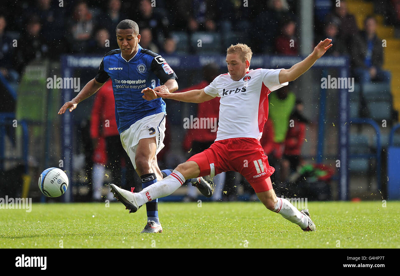 Charlton Athletic's Scott Wagstaff and Rochdale's Joe Widdowson fight ...