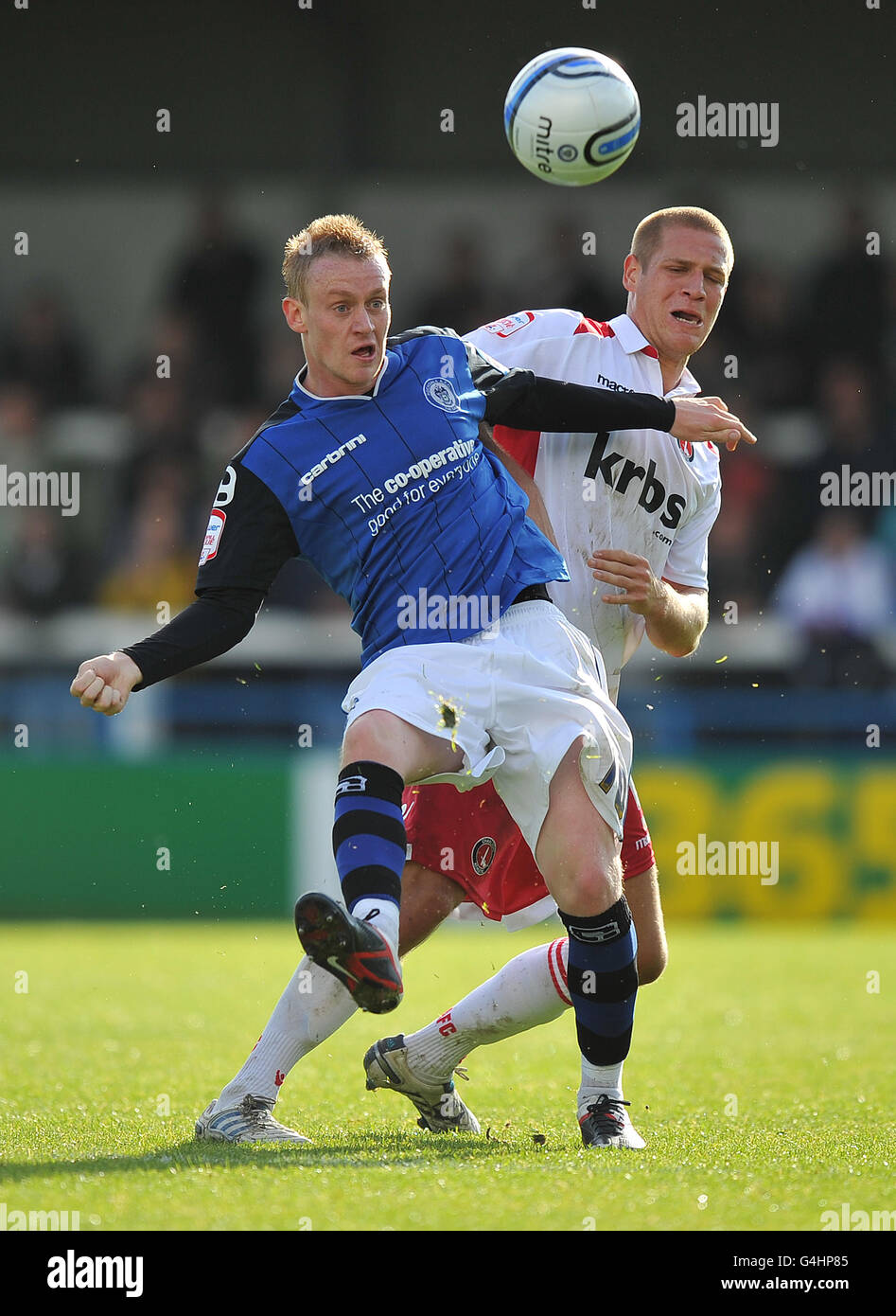 Charlton Athletic's Michael Morrison and Rochdale's Ashley Grimes ...