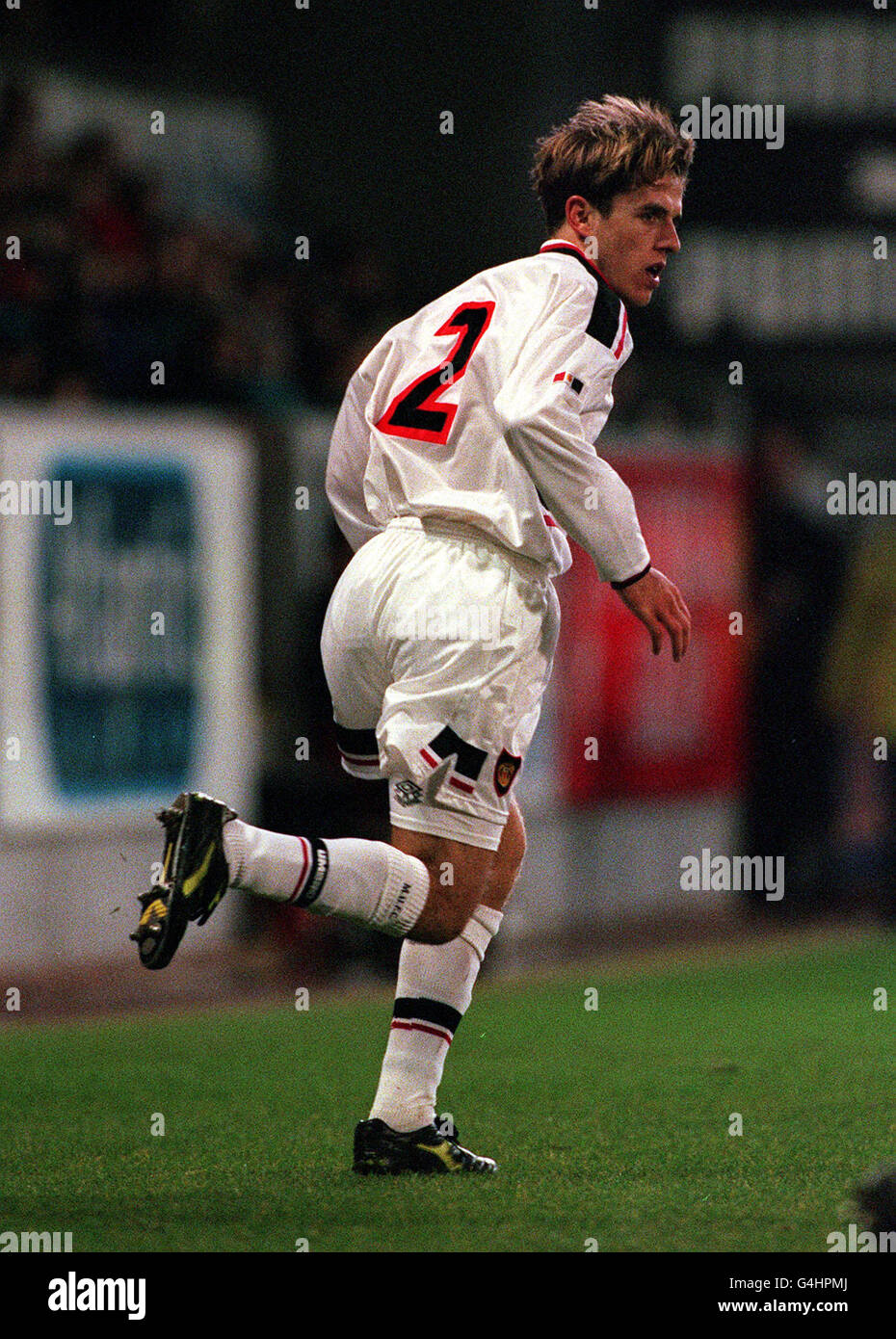 Manchester United's Philip Neville in action at Pittodrie stadium ...