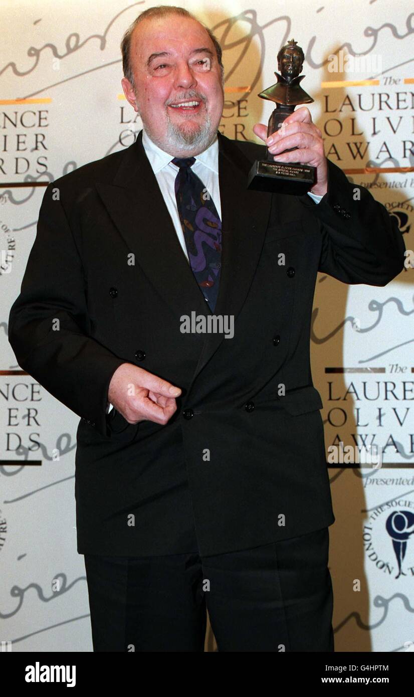 Sir Peter Hall with his award for outstanding contribution to British ...