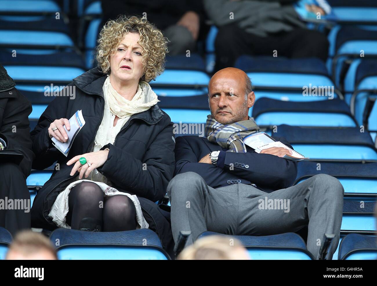 Manchester City coach Attilio Lombardo watches from the stands Stock ...