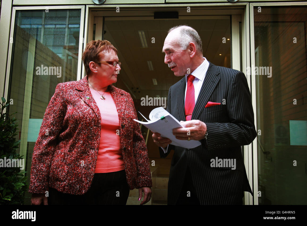 Anna McShane, daughter of Charlie Armstrong, speaks with head of the ...