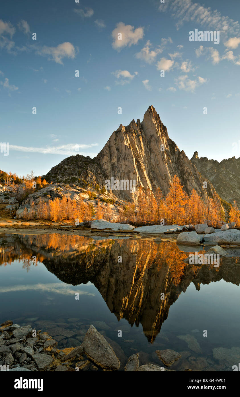 WASHINGTON - Prusik Peak reflecting in Gnome Tarn in the morning at the ...
