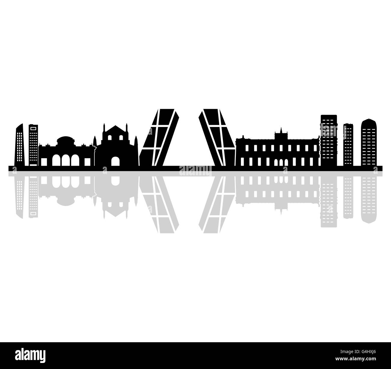 Skyline madrid metropolis building Black and White Stock Photos ...