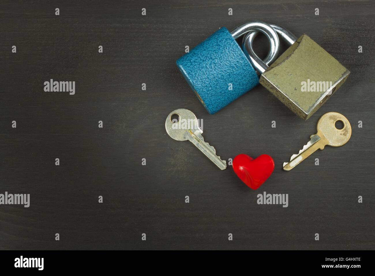 Symbol of love and happiness. Lock and heart. Key to the heart. Locked ...