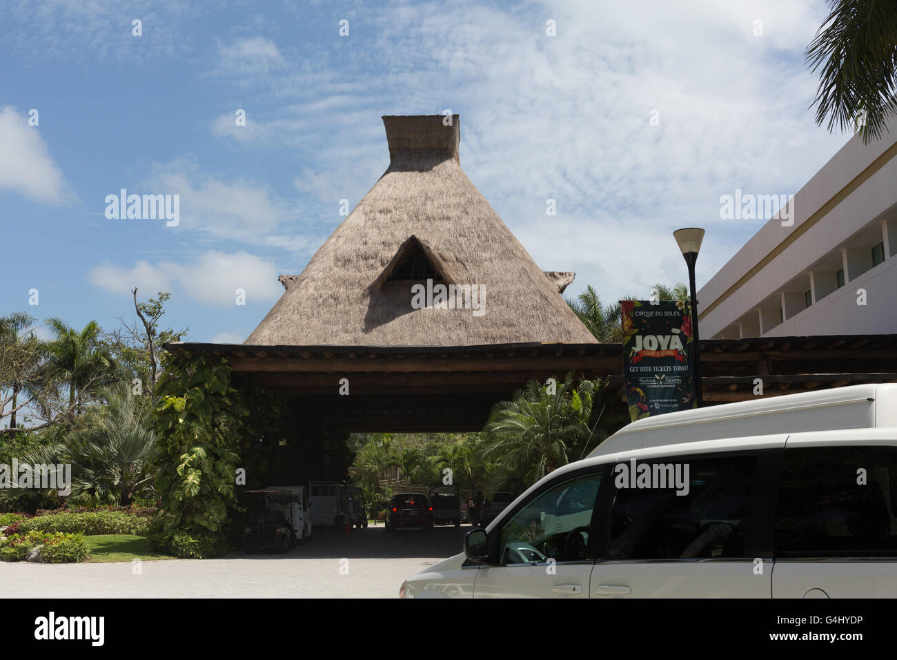 Grounds and lobby area of the Grand Mayan hotel complex, Mexico Stock ...