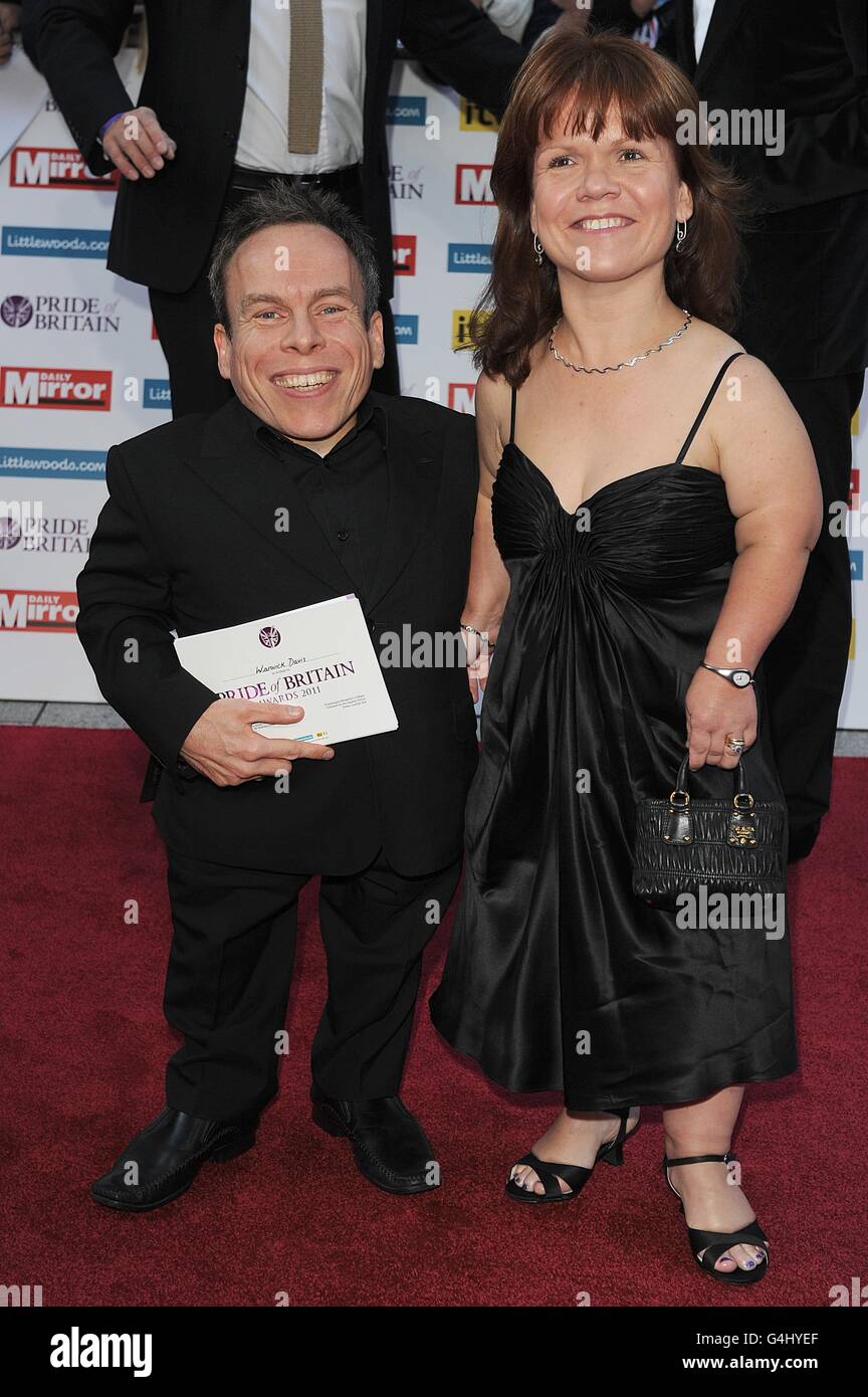 Warwick davis wife samantha arriving pride britain grosvenor house ...