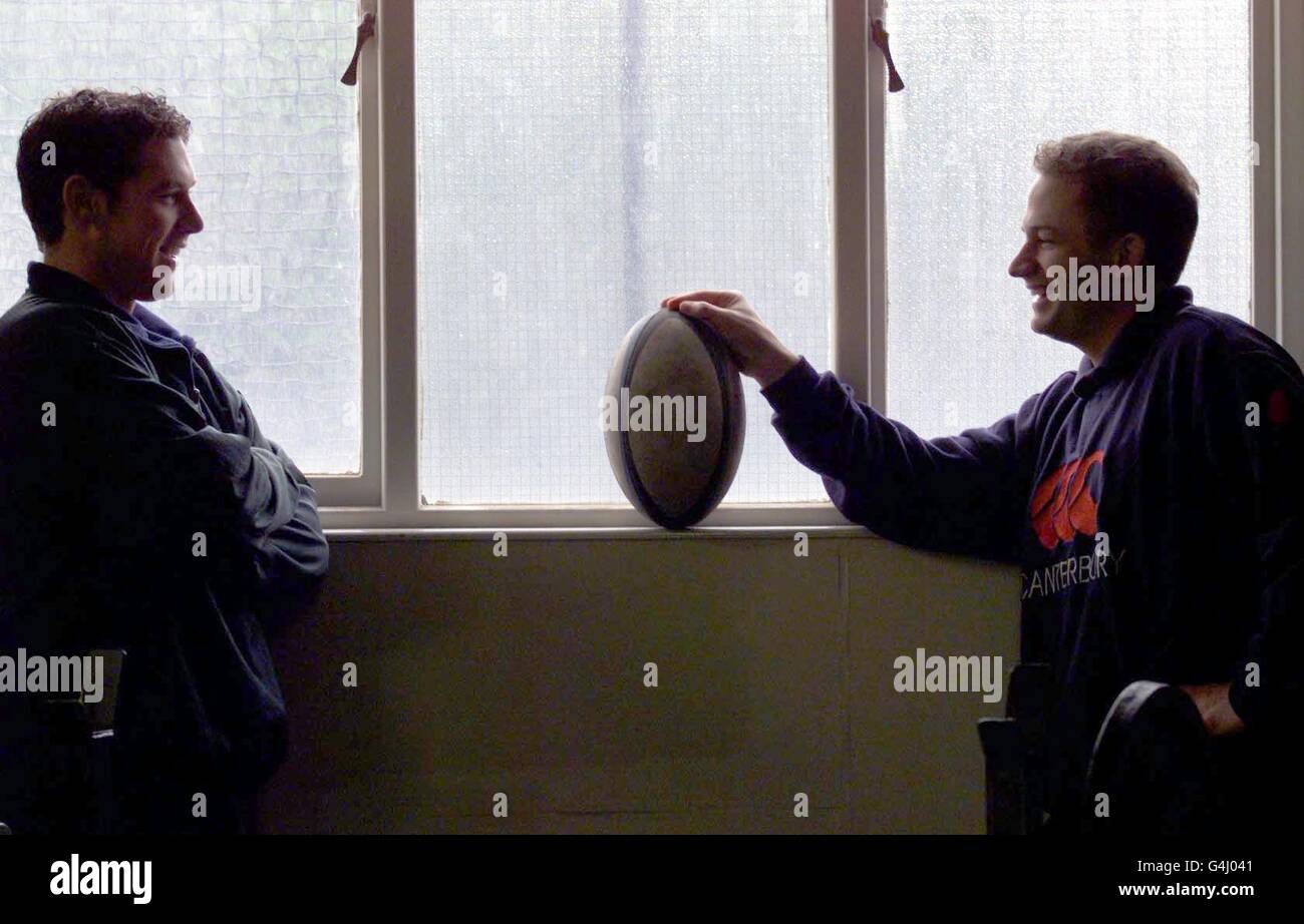 Ulster Rugby Players Simon Mason (left) and David Humphreys (Captain ...