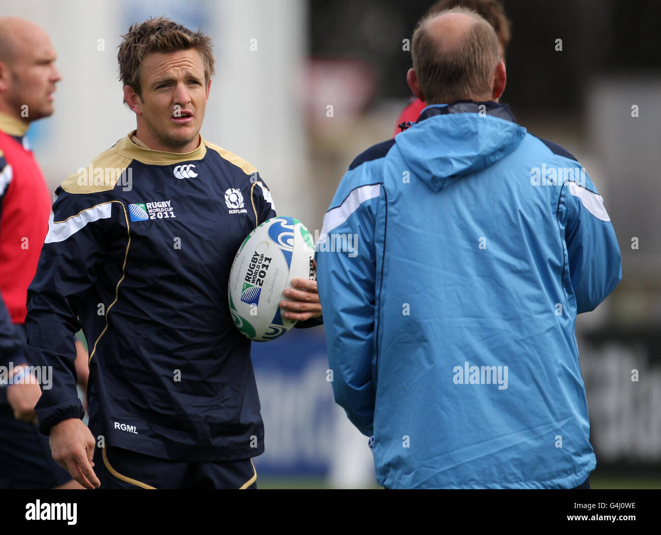 Scotland's Rory Lawson and head coach Andy Robinson (right) during a ...