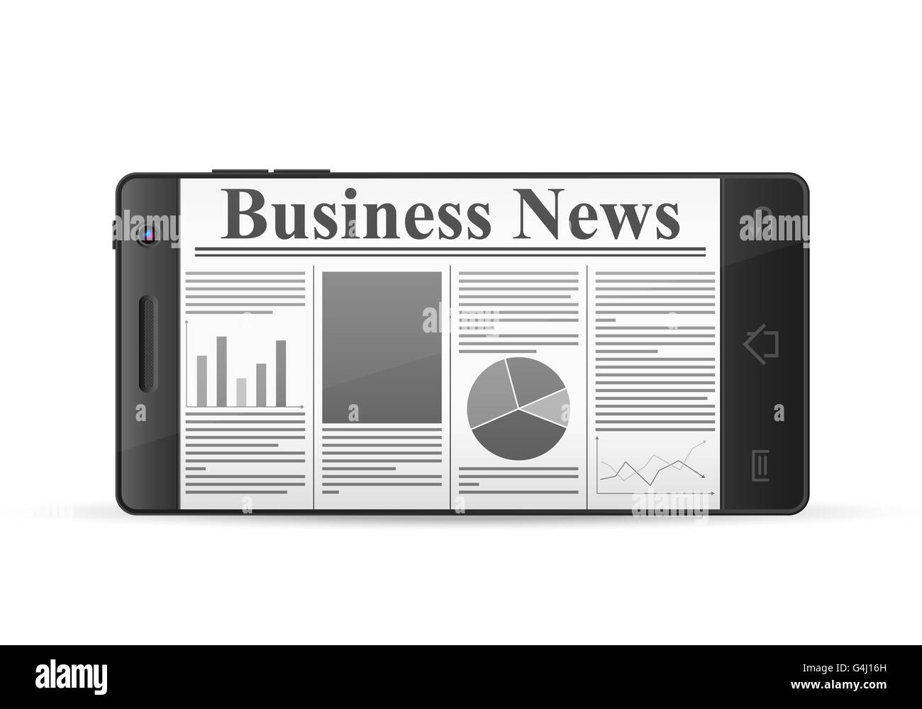 Phone with newspaper on a white background Stock Photo - Alamy