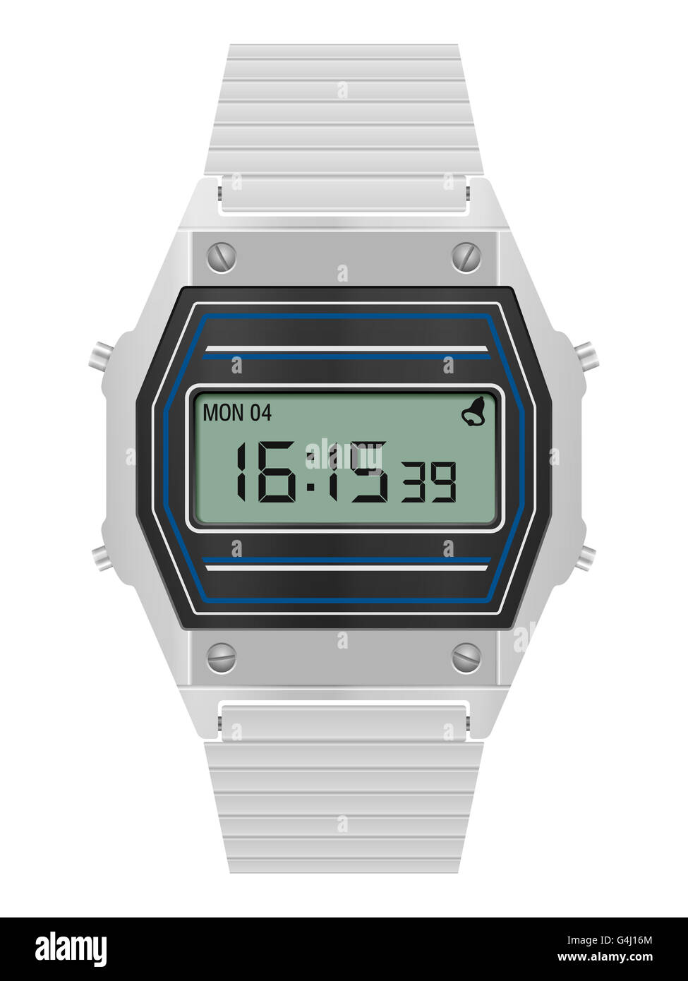 Retro digital watch on a white background Stock Photo - Alamy