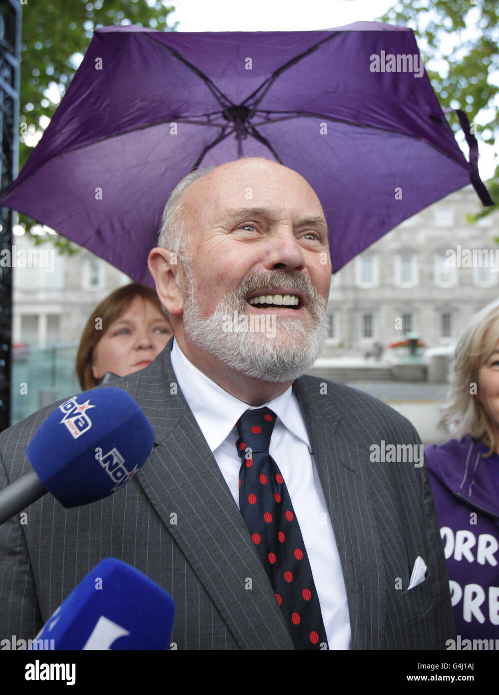 Senator David Norris outside Leinster House as he meets supporters with ...