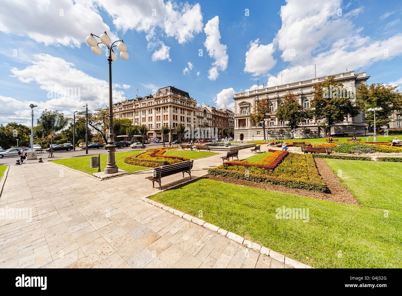 Park near the Government palace in downtown, capital of Serbia Stock ...