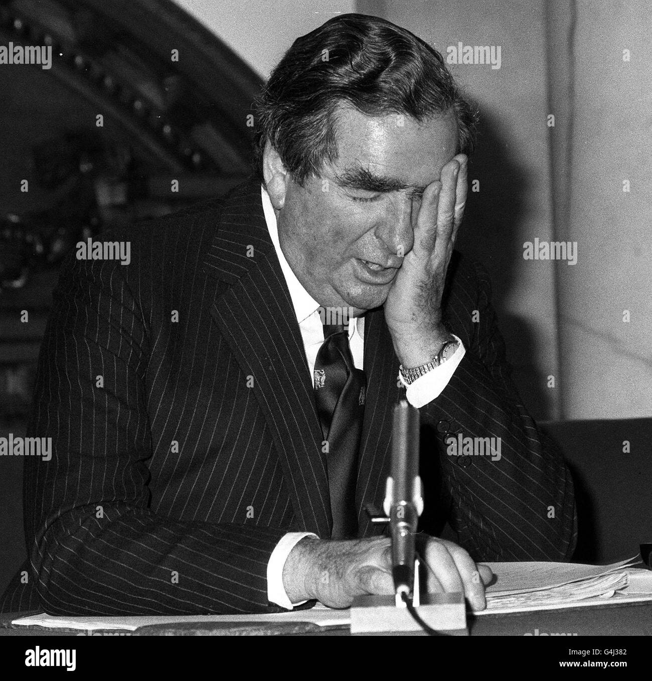 Chancellor of the Excequer Denis Healey seems to be sharing the anguish ...