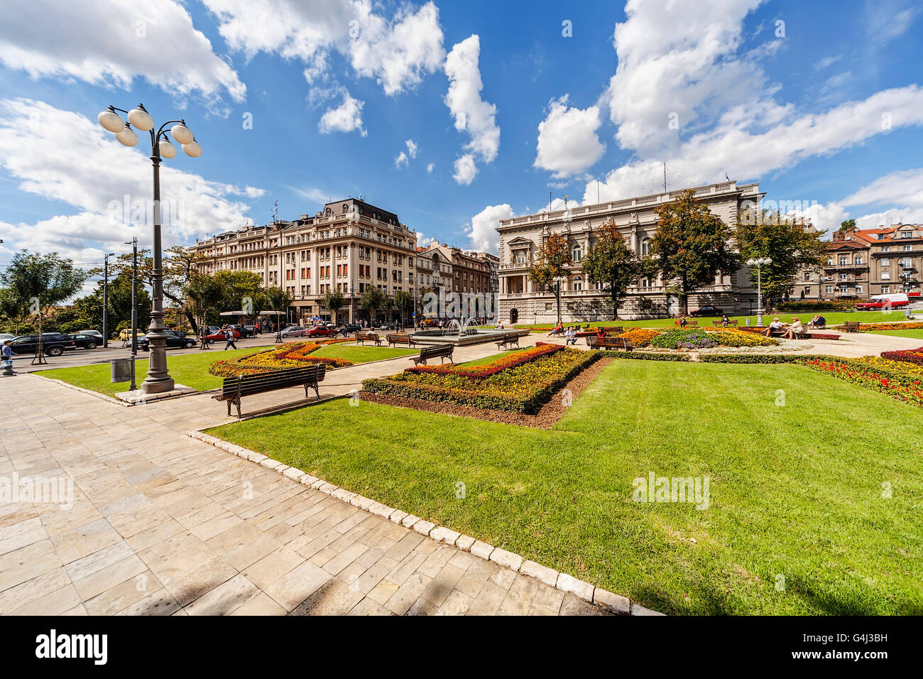 Park near the Government palace in downtown, capital of Serbia Stock ...