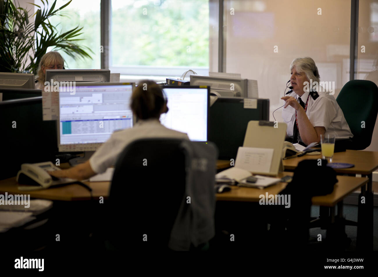 Police staff take non-emergency calls from members of the public on the ...