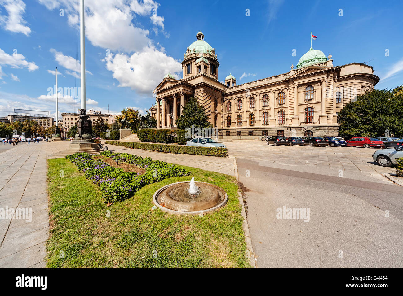 Front side of Federal Assembly of the Belgrade city, capital of Serbia ...