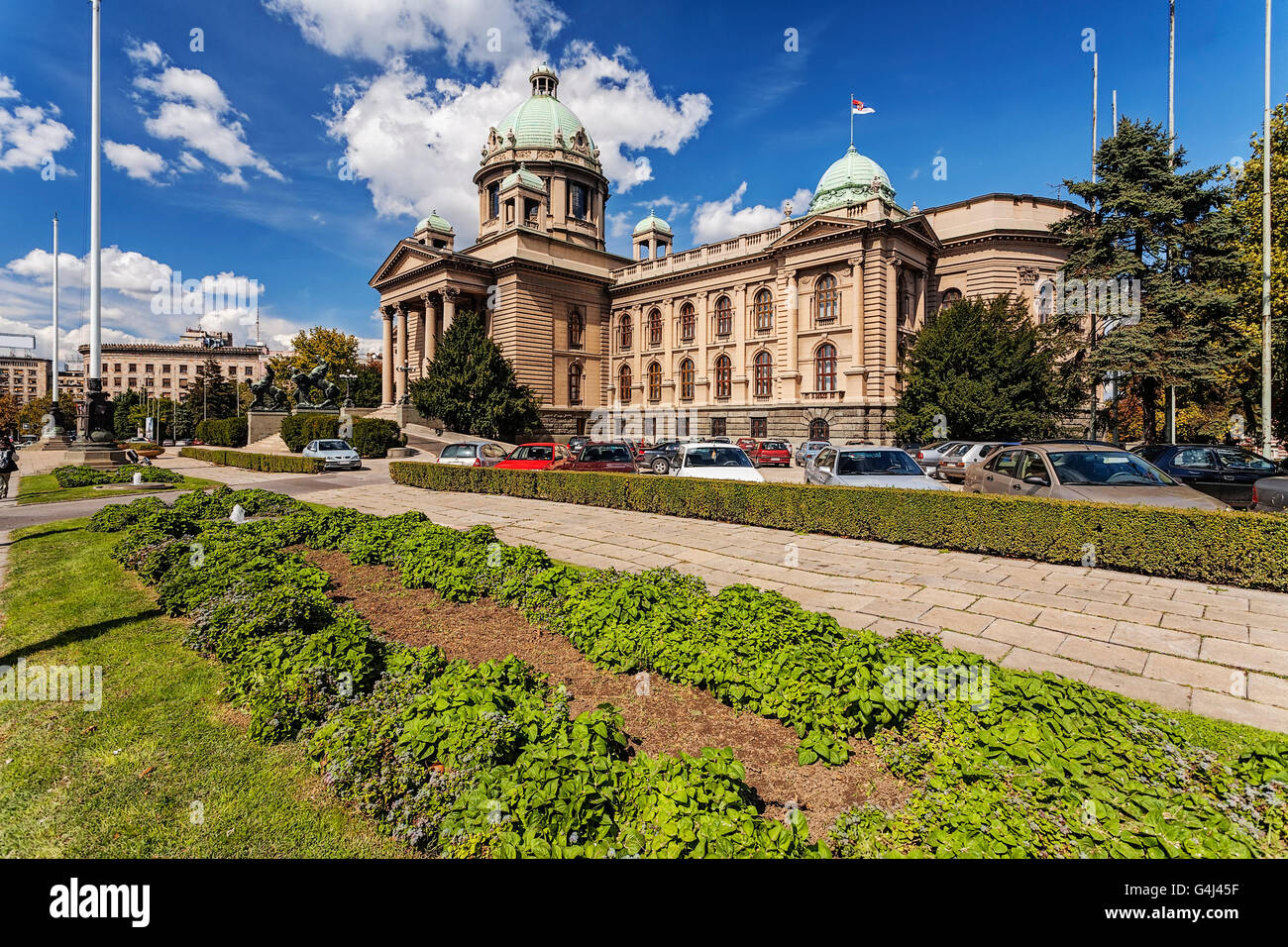 Front side of Federal Assembly of the Belgrade city, capital of Serbia ...