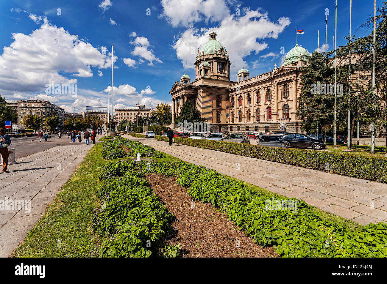 Front side of Federal Assembly of the Belgrade city, capital of Serbia ...
