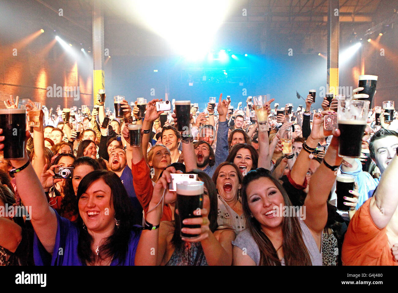 People toast at the Arthur's Day celebrations at the Guinness Hopstore ...